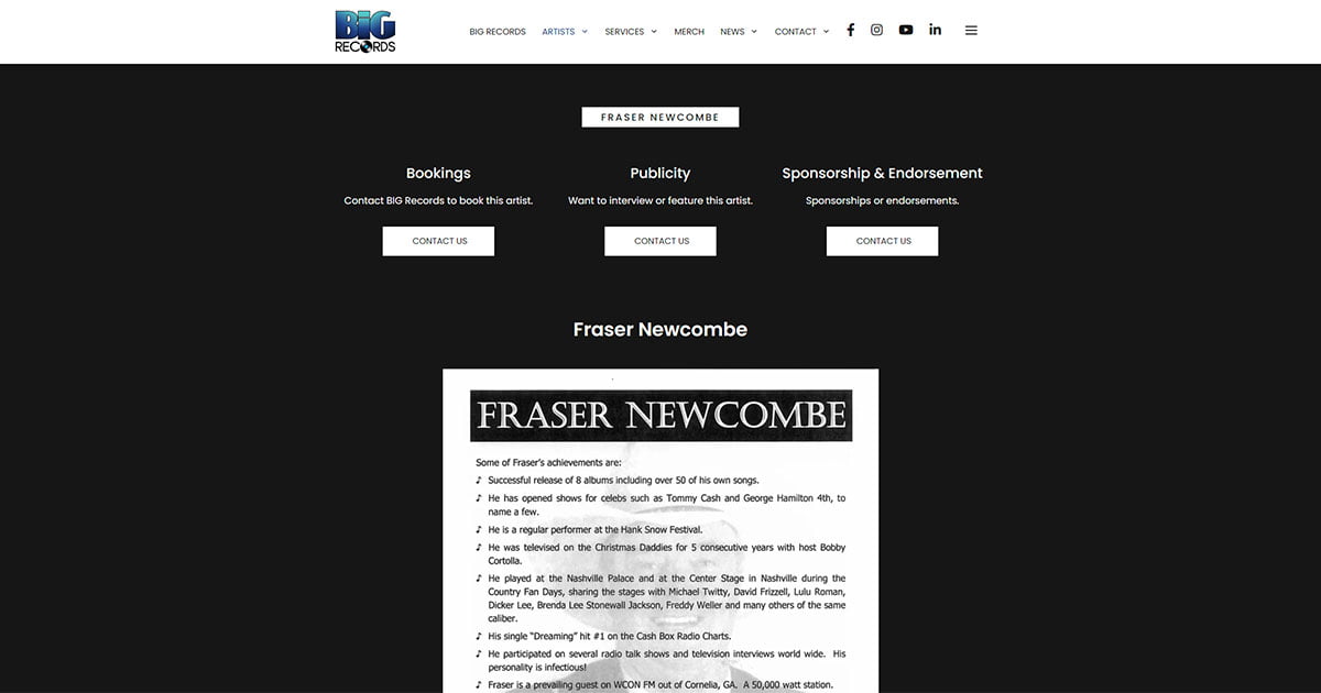 Fraser Newcombe – BIG Records